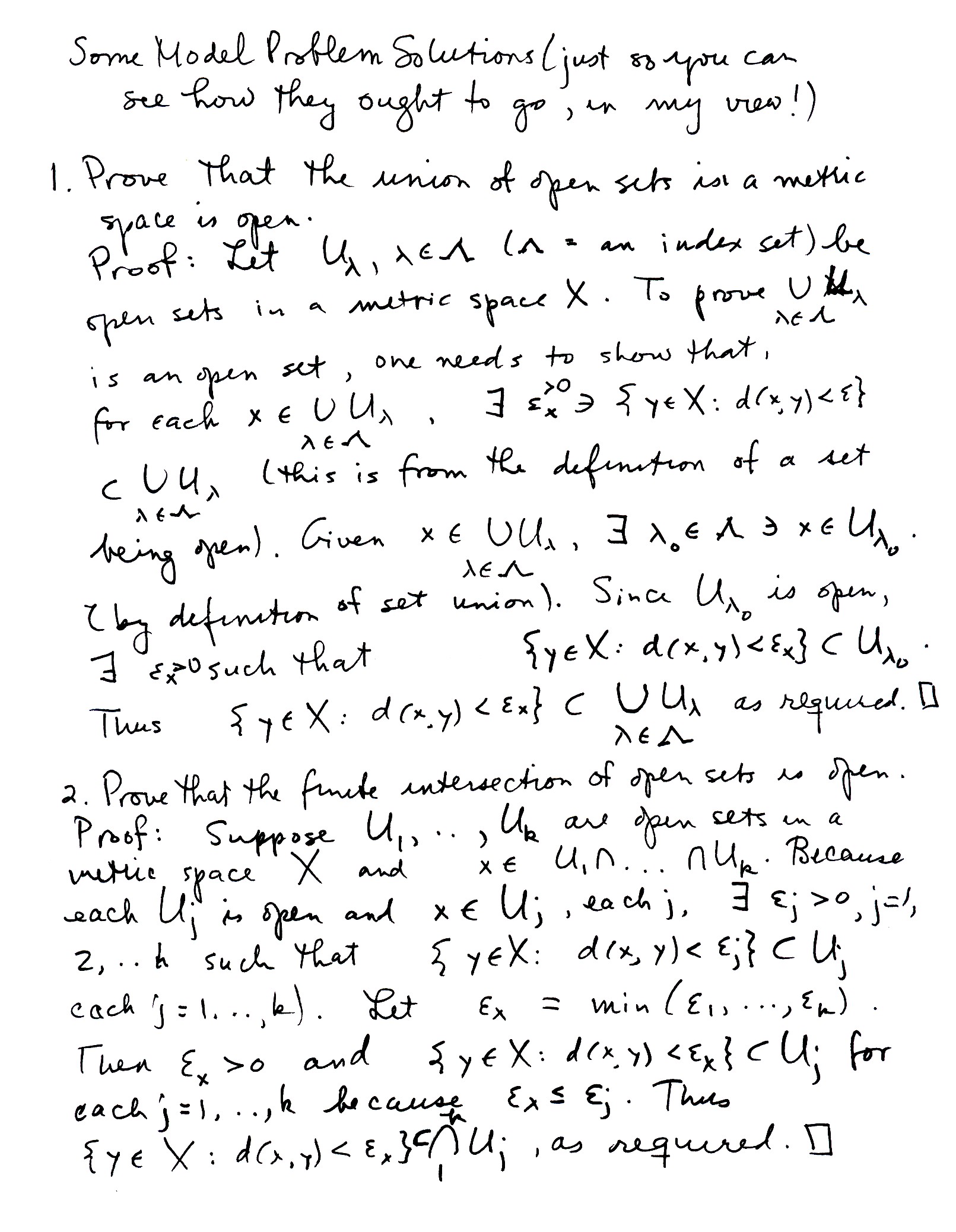 Math 131AH Some Model Problem Solutions